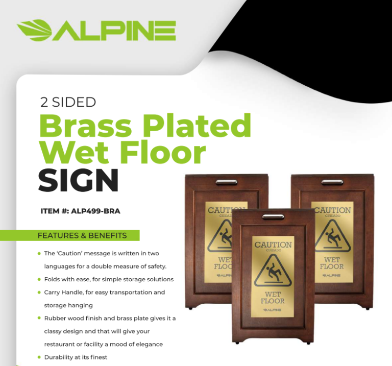 Alpine 2 Sided Brass Plated Wet Floor Sign | Robert D'Elia Packaging